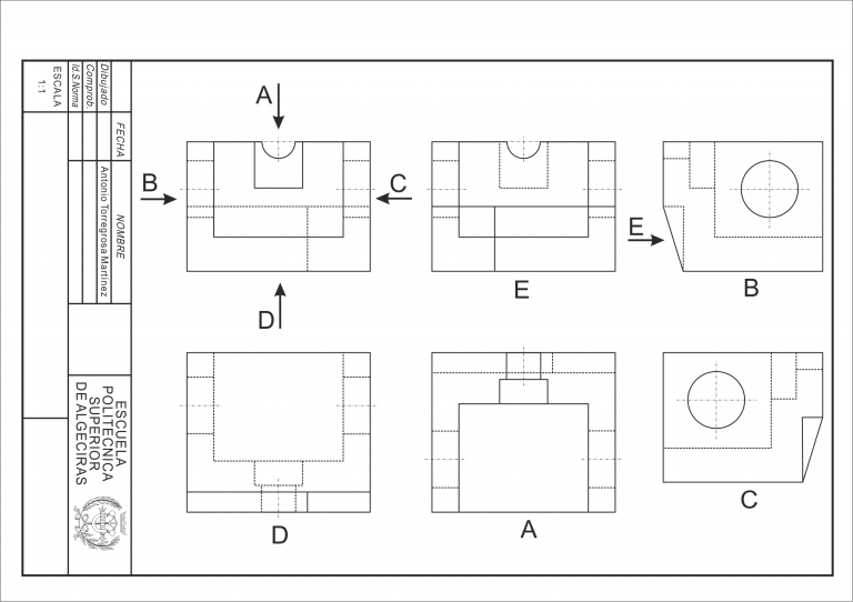 8.11. Disposición particular de las vistas (UNE 1032:1982, ISO 128:2002) - DibujoIndustrial.es